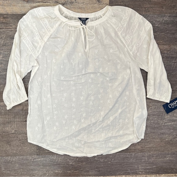 Chaps | Tops | Nwt Chaps White 34 Sleeve Casual Blouse Top Shirt Size ...